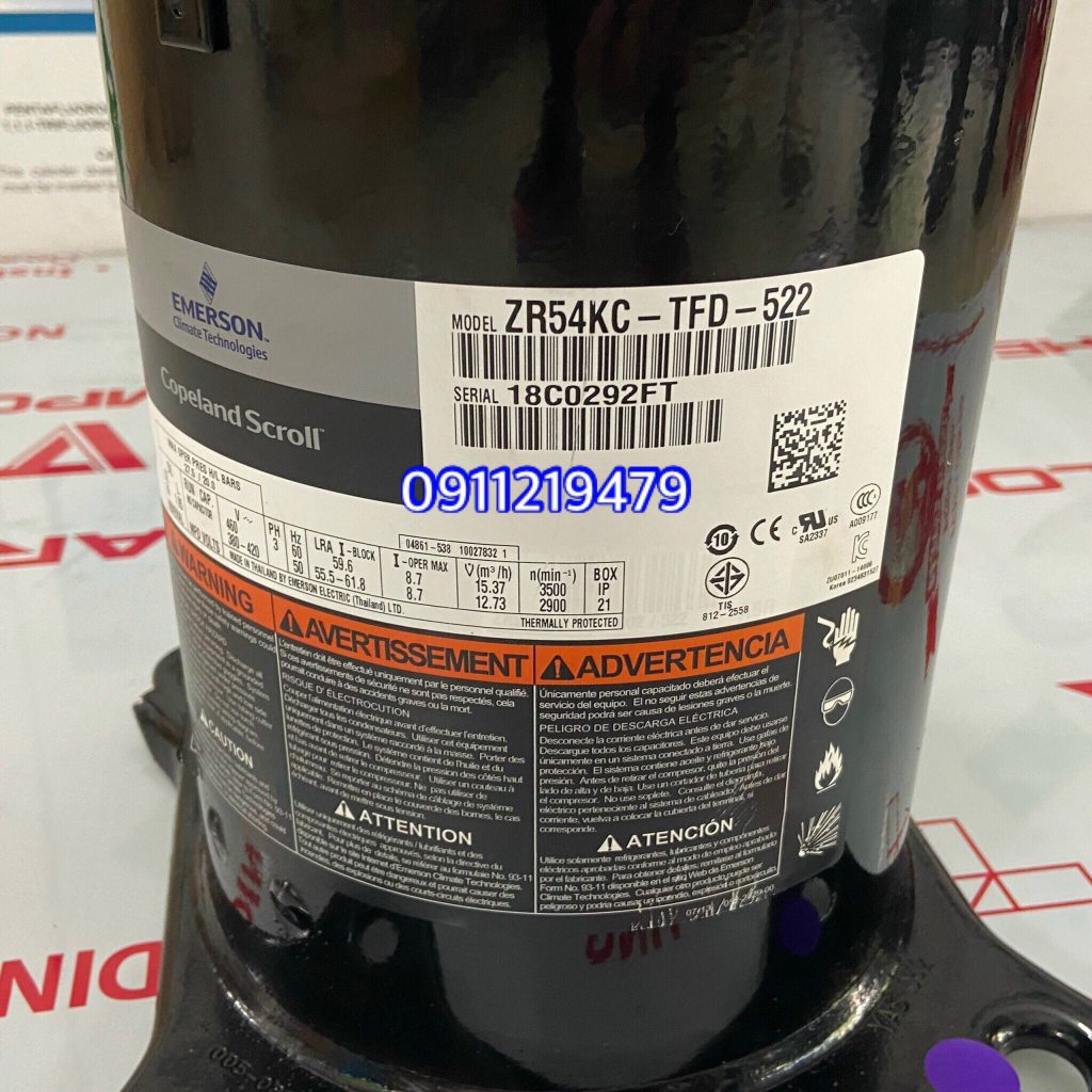 Máy Nén Lạnh Copeland 5HP ZR61KC-TFD-522 | ANKACO.VN